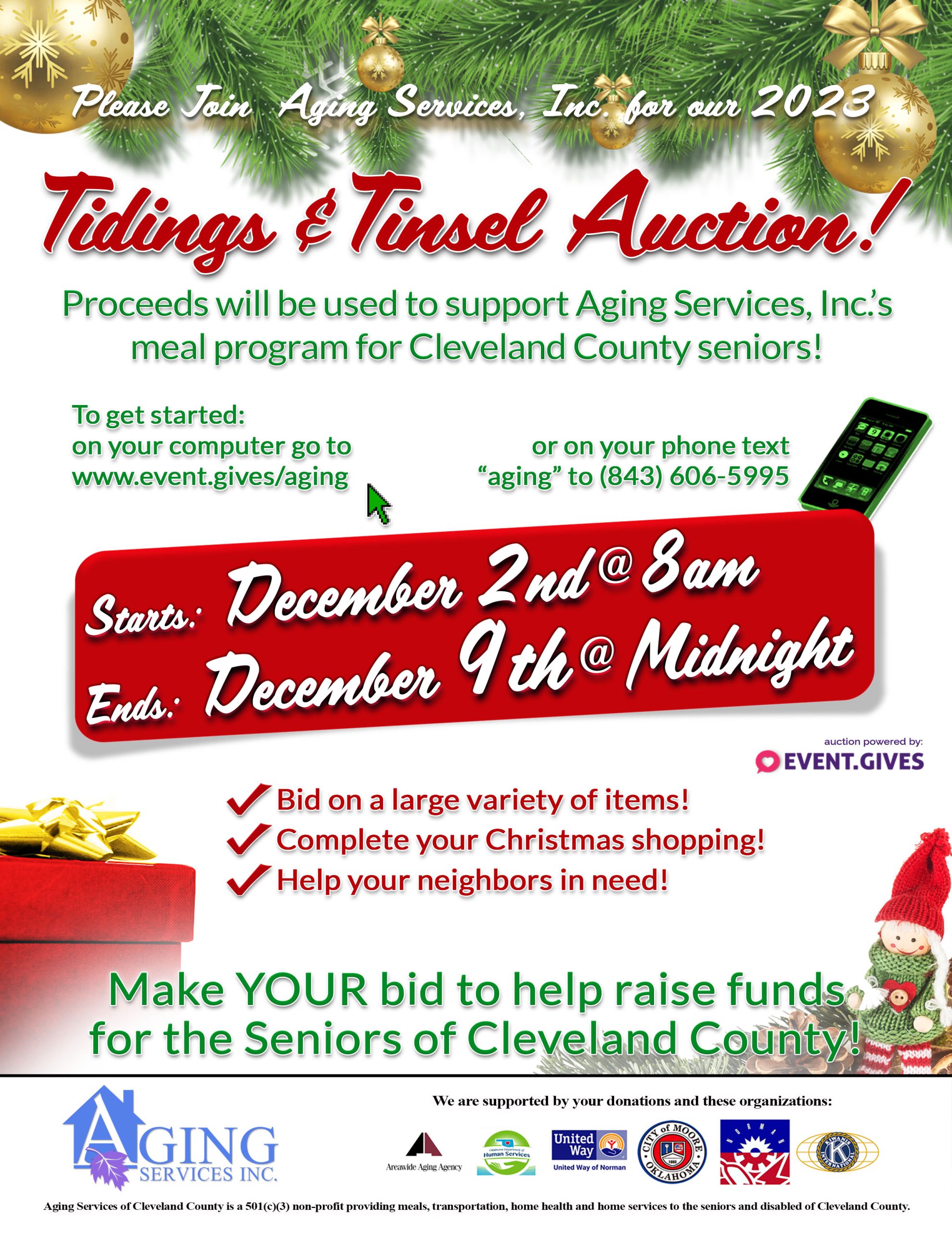 Almost Time for the 2023 Tidings & Tinsel Auction! – Aging Services Inc.